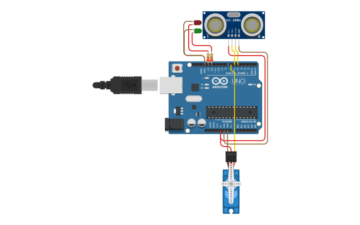 Circuit Design Автоматический шлагбаум Tinkercad
