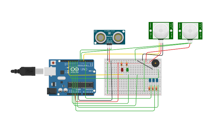 Circuit design park sensor - Tinkercad