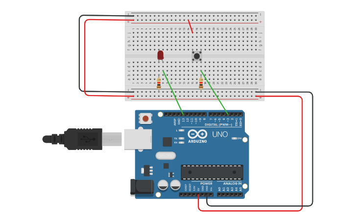 Circuit design Push Button - Tinkercad