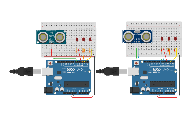 Circuit design Ultrasonic Distance Sensor - Tinkercad