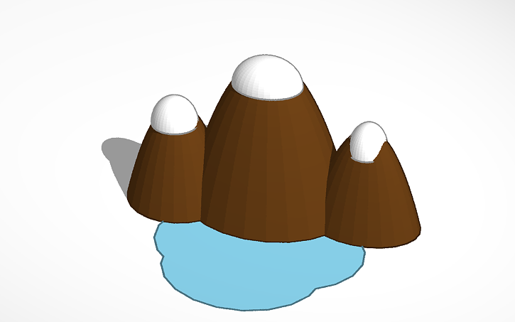 3D design montaña con lago | Tinkercad