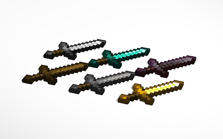3D design Minecraft Swords | Tinkercad