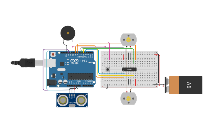 Circuit design RC CAR_ ULTRASONIC SENSOR - Tinkercad