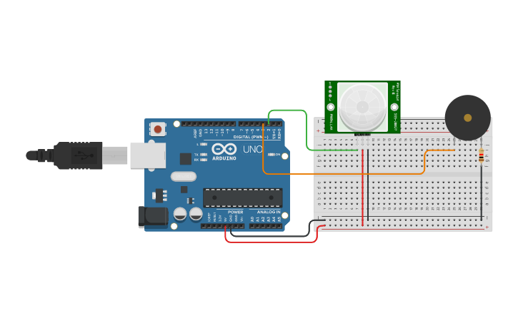 Circuit design Security Alarm - Tinkercad