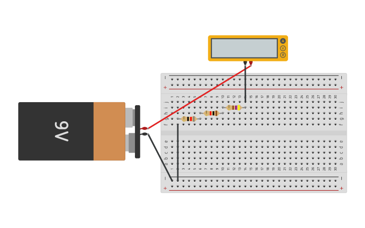 Circuit design Amperímetro | Tinkercad