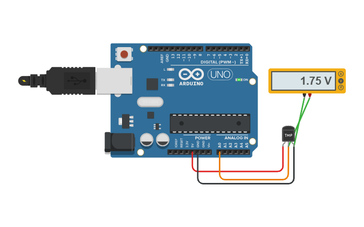 Circuit Design Temperature Sensor Tinkercad
