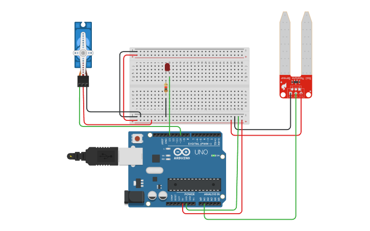 Circuit design SENSOR DE HUMEDAD - Tinkercad