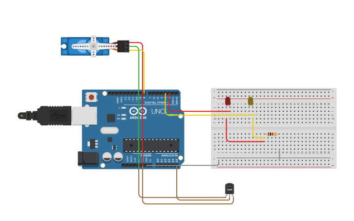 Circuit design Sensor suhu - Tinkercad