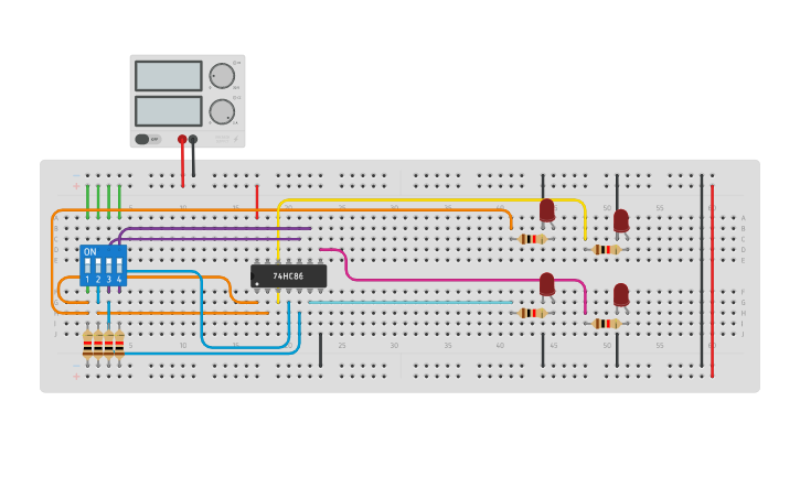 Circuit design BINARY TO GRAY CODE CONVERTER - Tinkercad
