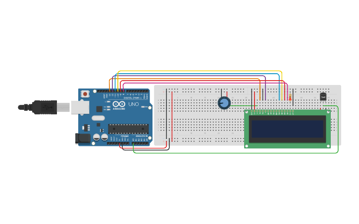 Circuit design LCD - SENSOR DE TEMPERATURA - Tinkercad Circuit design LCD - SENSOR DE TEMPERATURA - Tinkercad