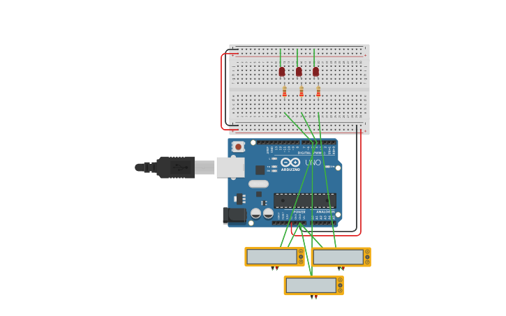 Circuit design LED control using for loops - Tinkercad