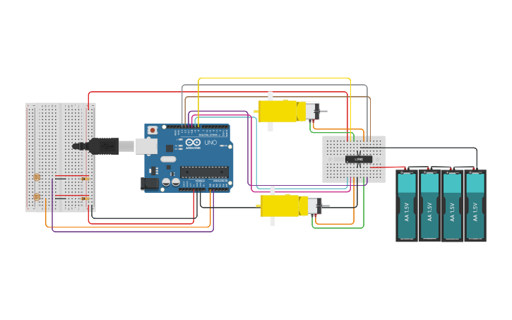 Circuit design seguidor de linea LDR - Tinkercad
