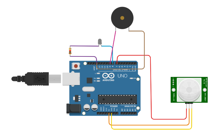 Circuit design Motion Detector | Tinkercad