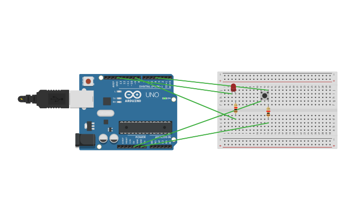 Circuit design Push button - Tinkercad