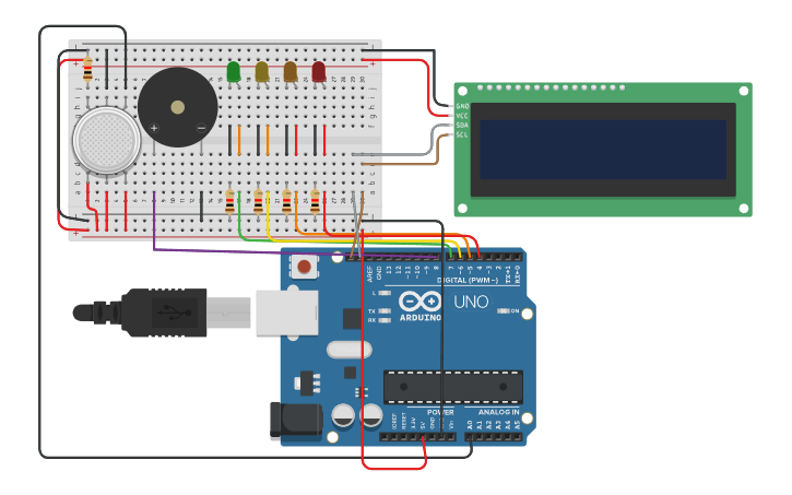 Circuit design Program 6: Air Quality Gas Sensor (MQ135) - Tinkercad