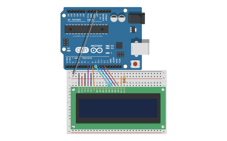 Circuit design LCD Scrolling Text - Tinkercad