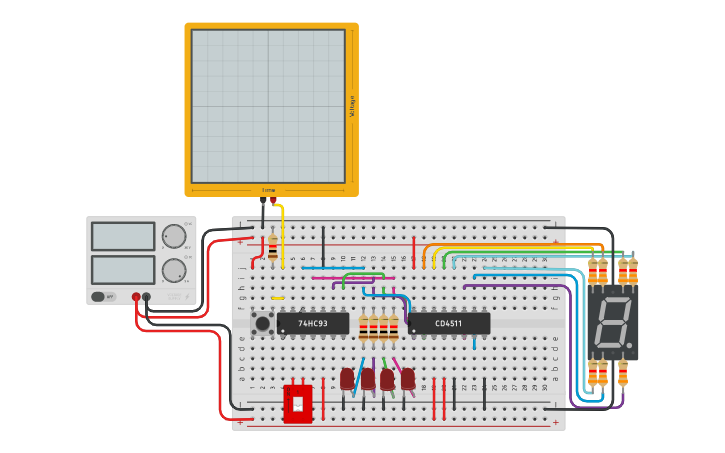 Circuit design 74hc93 - Tinkercad