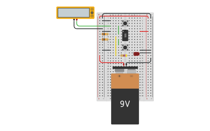Circuit design Make3: Figure 15-18 555 Bistable Mode - Tinkercad