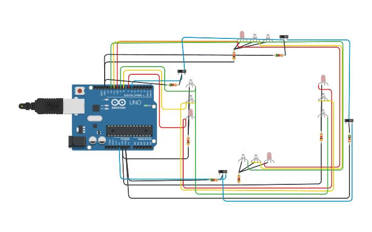 Circuit design Traffic Light - Tinkercad