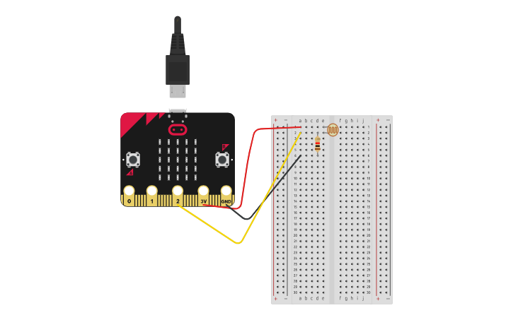 Circuit design Micro Bit Photo Resistor - Tinkercad