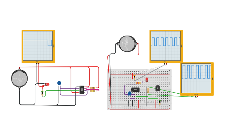 Circuit design Astable 555 Timer - Tinkercad