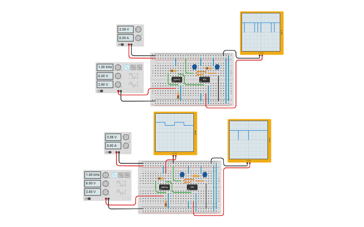 Circuit design MOD5 Percobaan 3 (Monostable 555 TImer) - Tinkercad