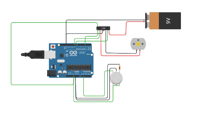 Circuit design DRUNK AND DRIVE ACCIDENT PREVENTION USING IOT - Tinkercad
