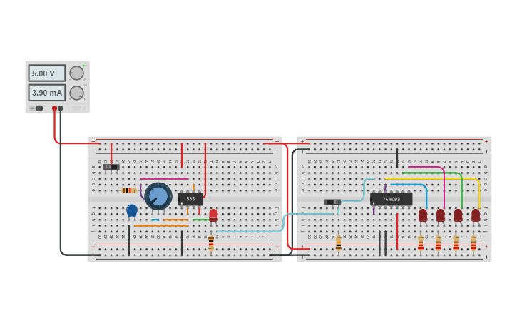 Circuit Design 555 Binary Counter Tinkercad