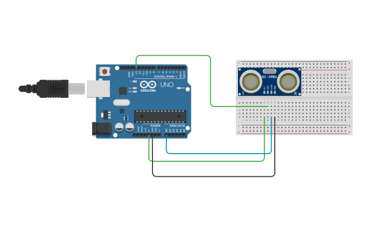 Circuit design Distance sensor - Tinkercad