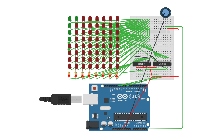 Circuit design 8x8 Matrix - Tinkercad