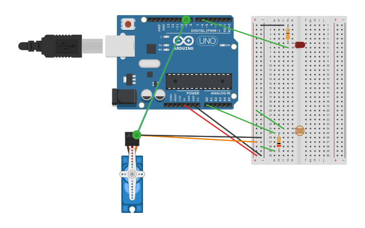 Circuit design Copy of LDR con Arduino - Tinkercad