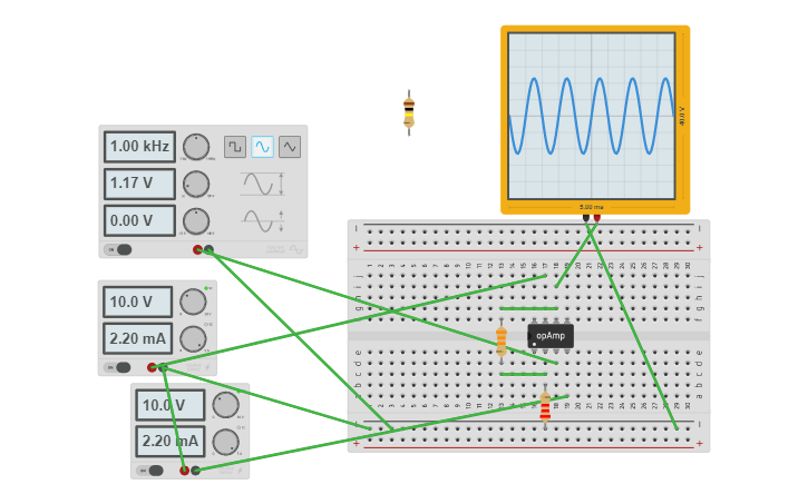 Circuit design non-inverting op amp | Tinkercad