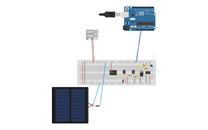 Circuit design Solar power battery - Tinkercad