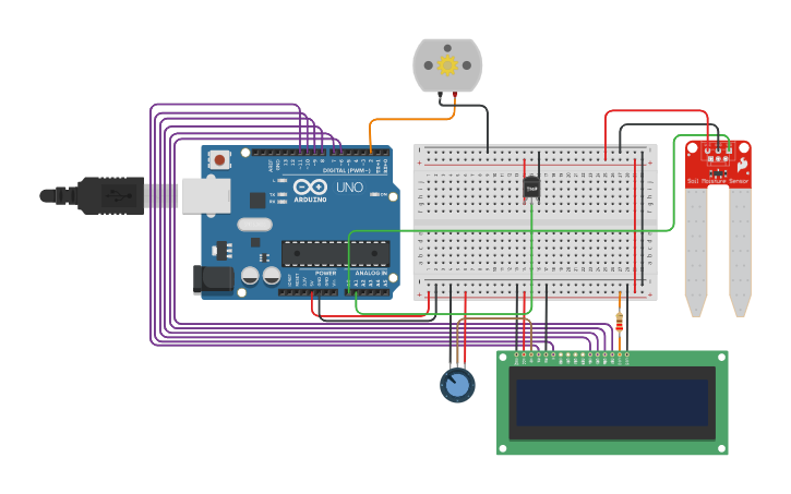 Circuit design Sistema de Riego | Tinkercad