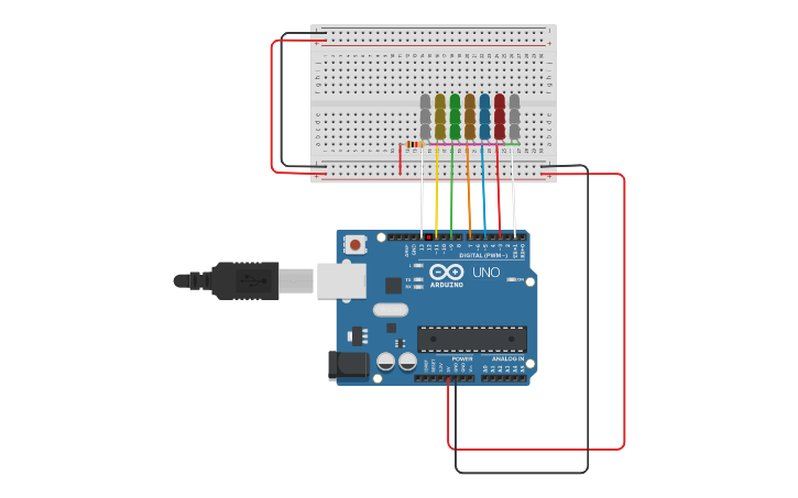 Circuit design Blinking Lights Grid | Tinkercad