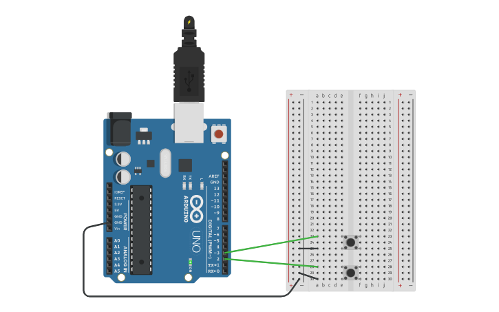Circuit design Counting to 10 with Interrupts | Tinkercad