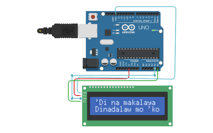 Circuit design LCD i2C - Tinkercad