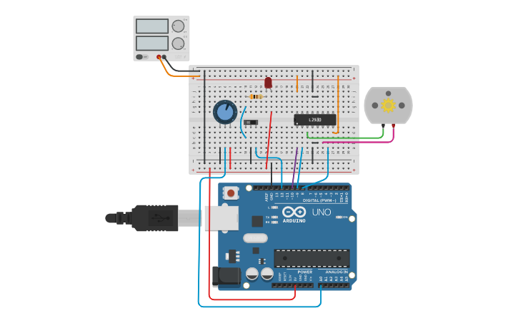 Circuit Design Uno Hbridge Motor Control Tinkercad