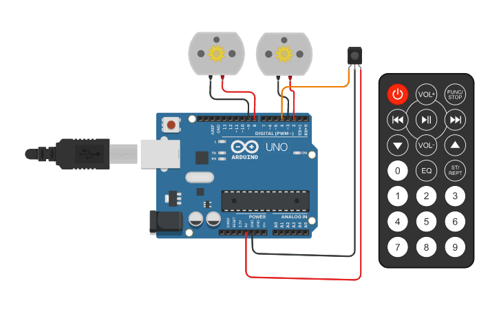 Circuit design RC CAR - Tinkercad