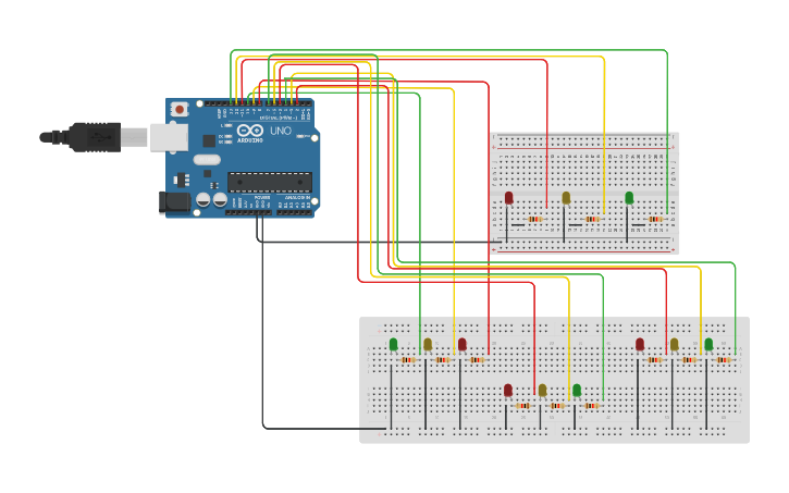Circuit design PF 58 Assignment 4 Traffic Signal | Tinkercad