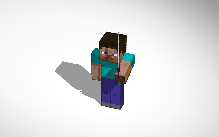 3D design Steve holding the Master Sword - Tinkercad