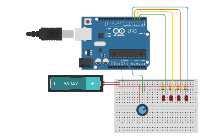 Circuit design Analogue to Digital - Tinkercad