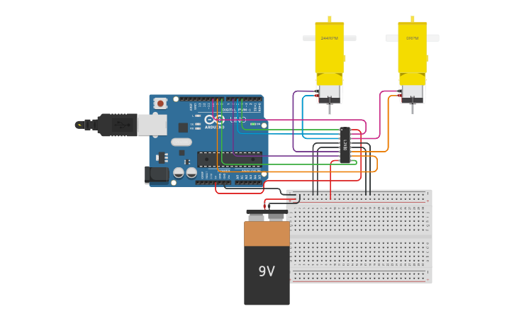 Circuit design CONTROL MOTOR USING L293D - Tinkercad