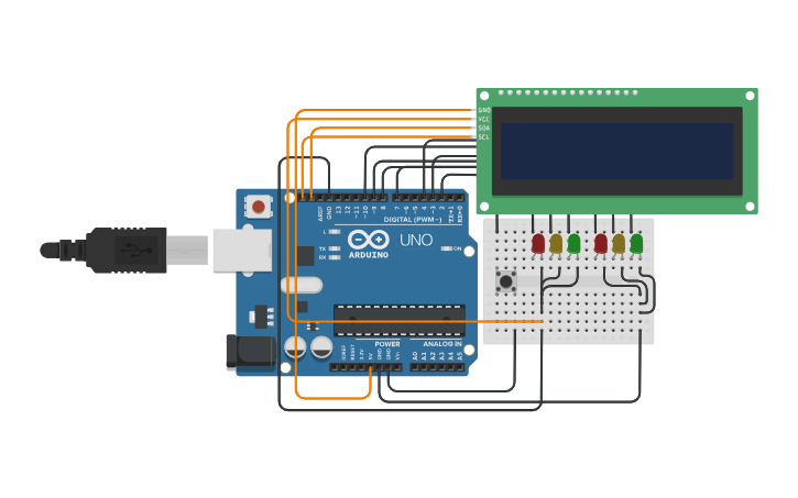 Circuit Design Traffic Light Simulation Tinkercad