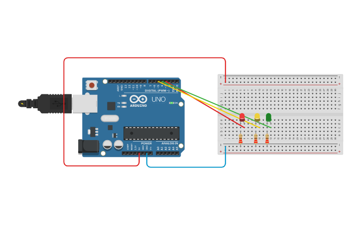 Circuit design Traffic Lights | Tinkercad