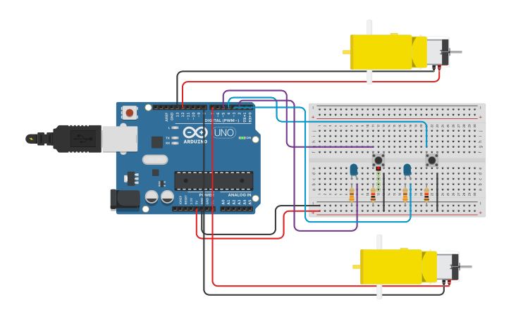 Circuit design Circuito con Dos Motores - Tinkercad