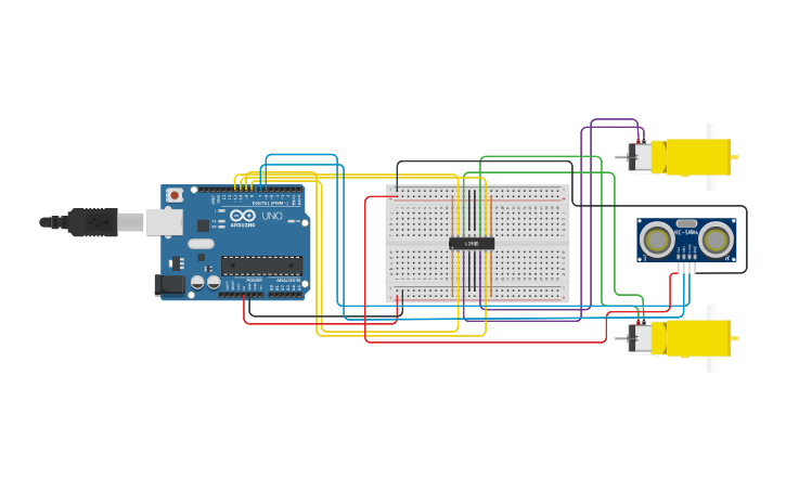 Circuit design Obstacle avoidance robot - Tinkercad