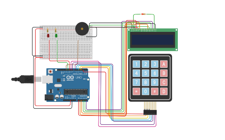 Circuit design Password Security System - Tinkercad Circuit design Password Security System - Tinkercad