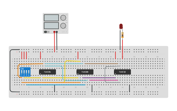 Circuit design IMPLEMENTING IN SOP | Tinkercad