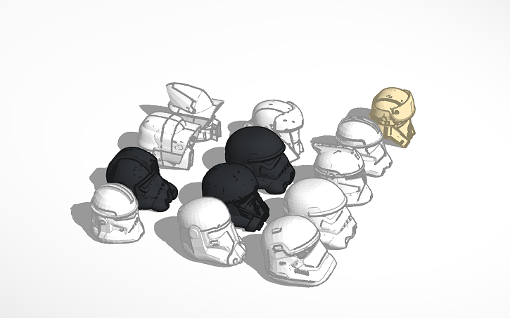 3D design different types of Stormtrooper helmets - Tinkercad